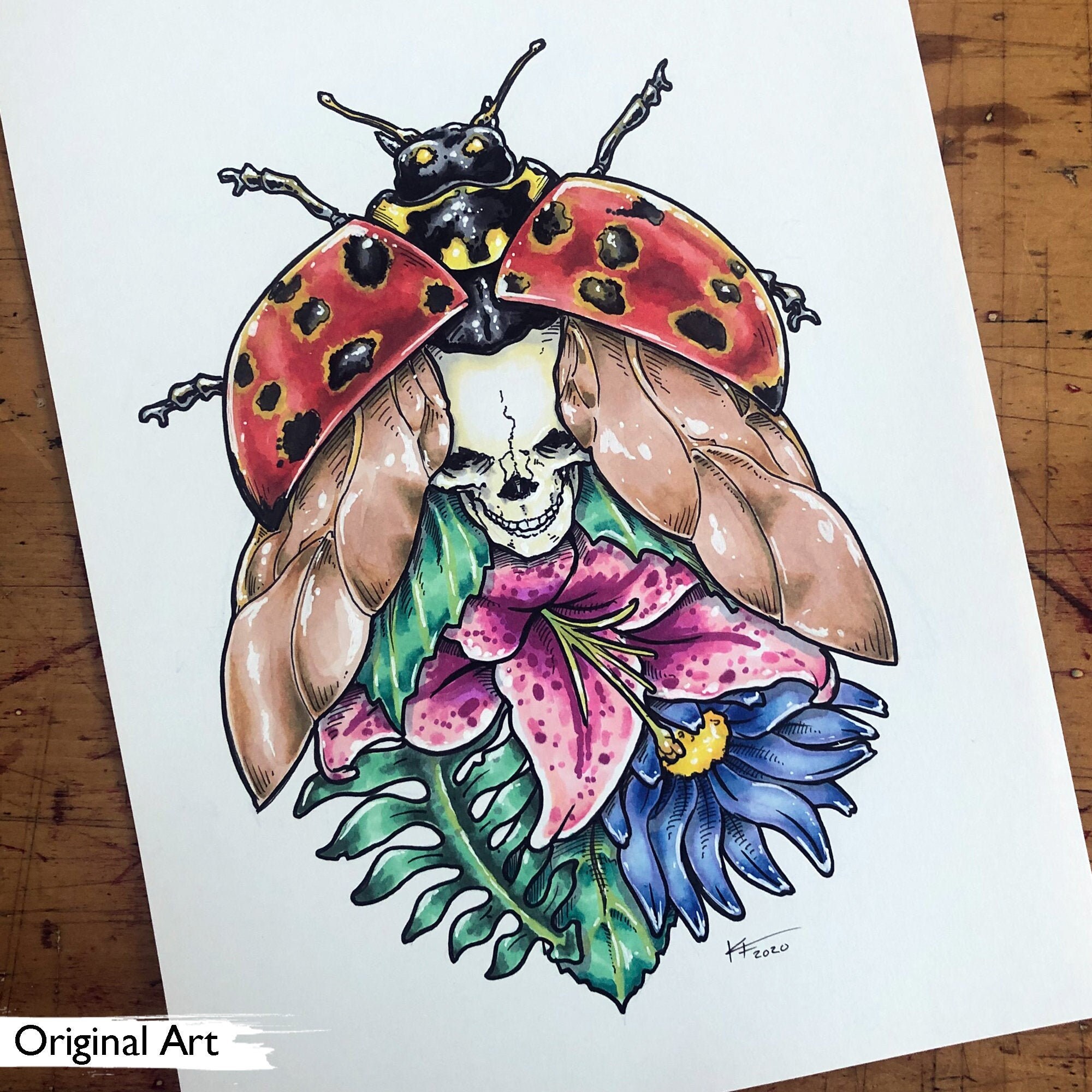 Ladybug Skull Tattoos 42 Meaningful Ladybug Tattoos To Cope With Times