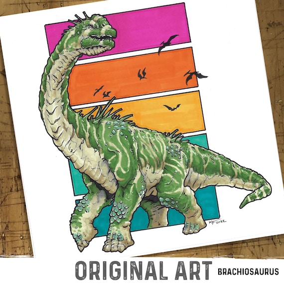 Brachiosaurus Original Dinosaur Colored Illustrations - Etsy