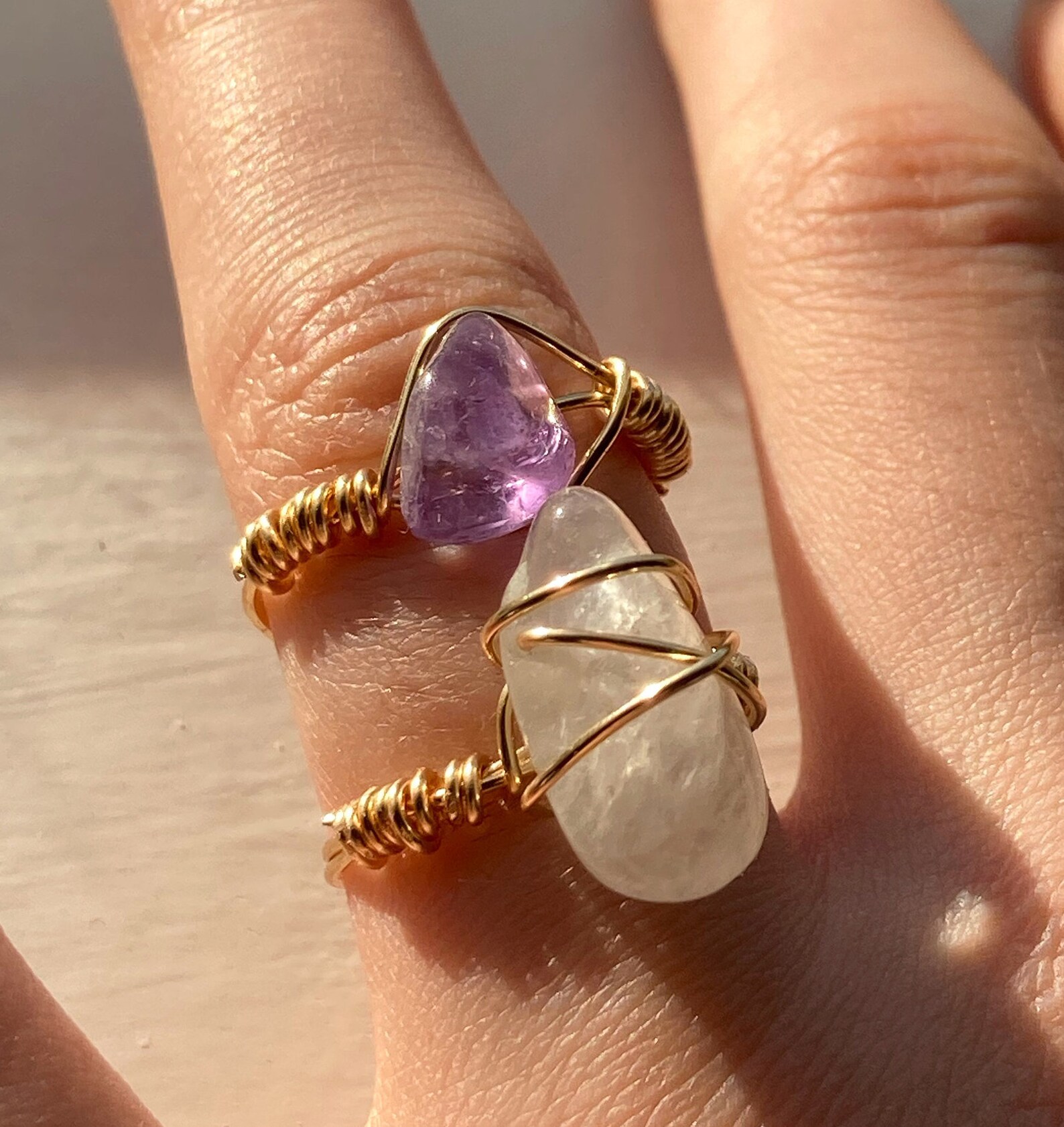 Crystal Ring Genuine Crystal Ring Wire Wrapped Ring - Etsy