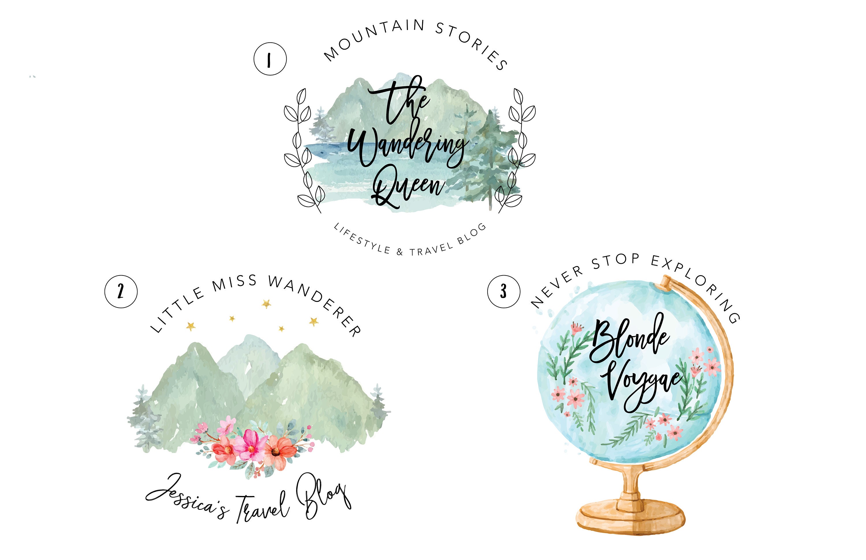 Customized Logo Design Travel Blog World Map Globe - Etsy