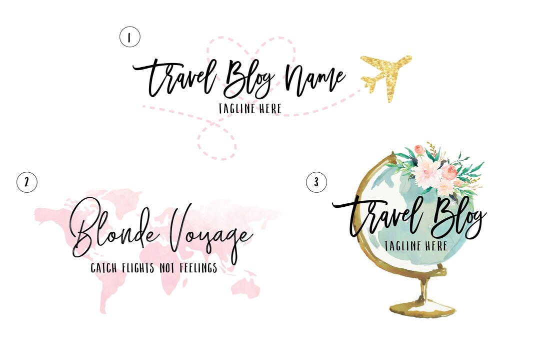 Customized Logo Design, Travel , Blog , World Map, Plane, Personalized ...