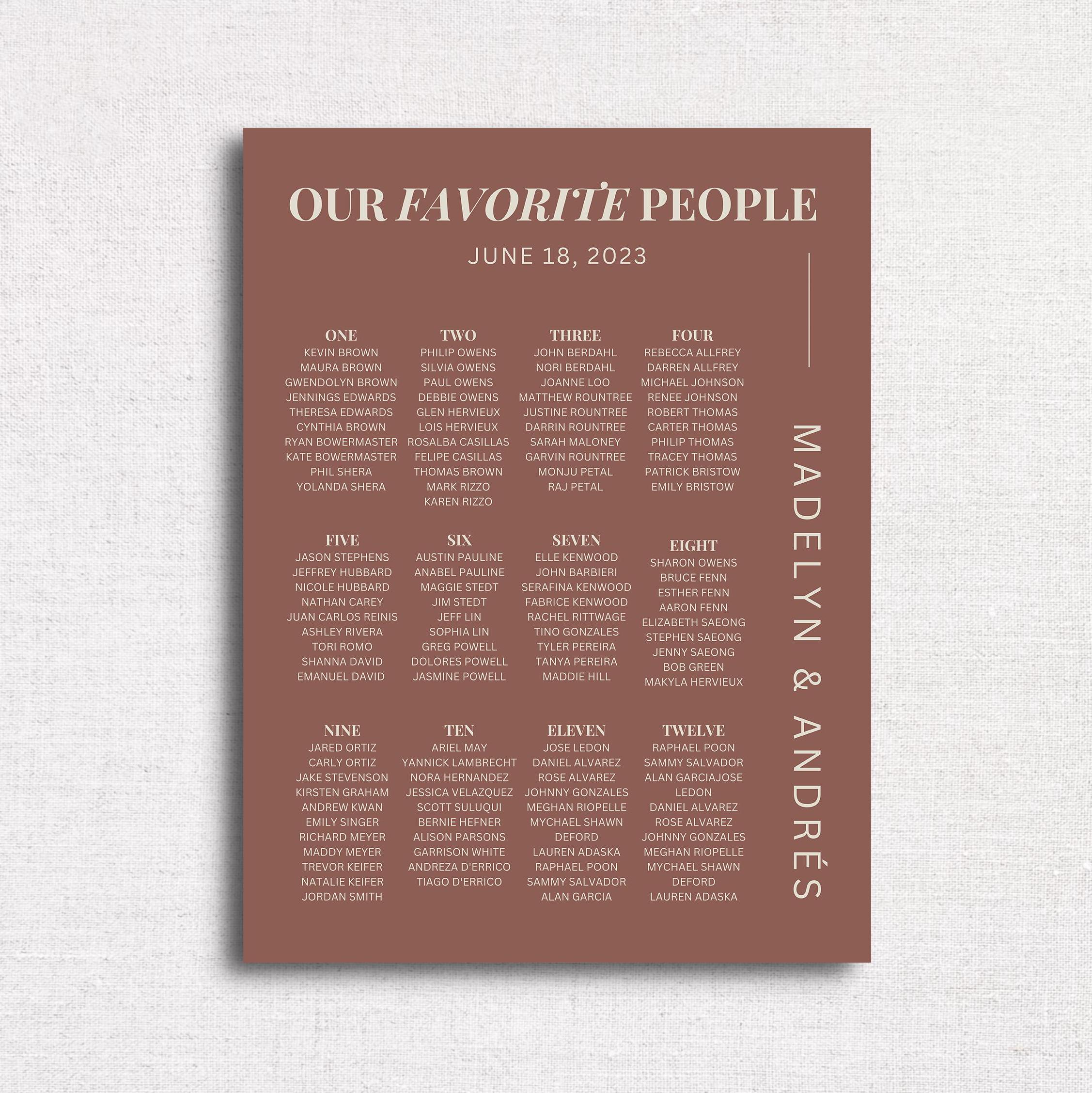 Seating Chart Template - Customizable Digital Download - Etsy