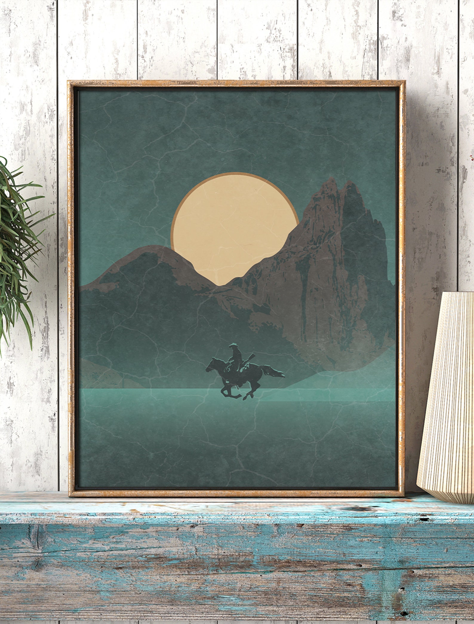 Roaming Paladin: Riding Cowboy on Horseback Desert Night - Etsy