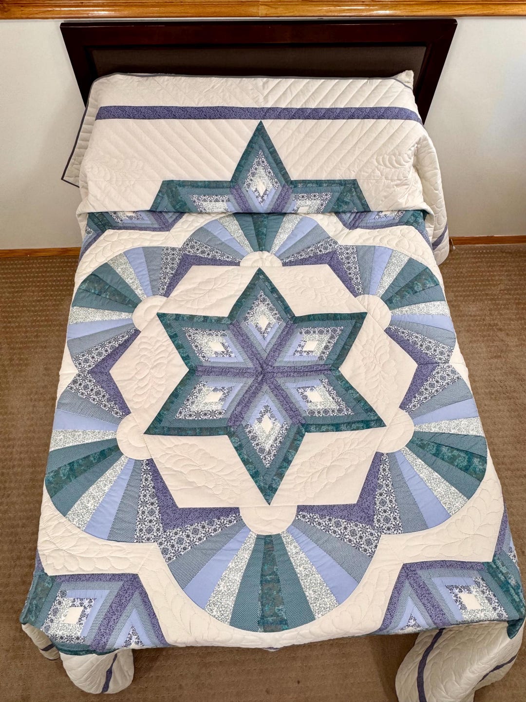 Handmade Chrysalis Star Quilt - Amish Fan Log Cabin Design - Etsy