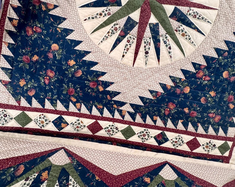 Amish Handmade Mariner's Compass Quilt – Hand-quilted Heirloom Bedding ...