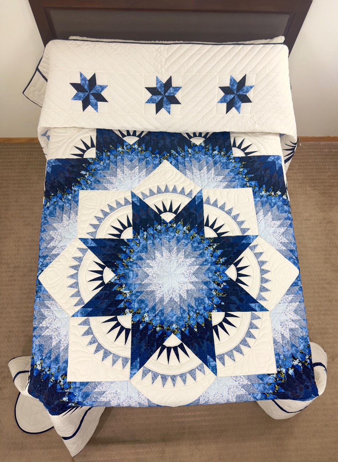Mother’s Day Gift for Mom Handmade Amish Compass Star Quilt: Lancaster ...