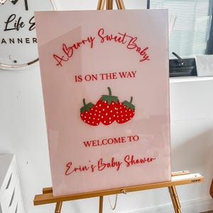 Custom Berry Baby Shower Sign | Strawberry Acrylic Sign | Baby Shower ...