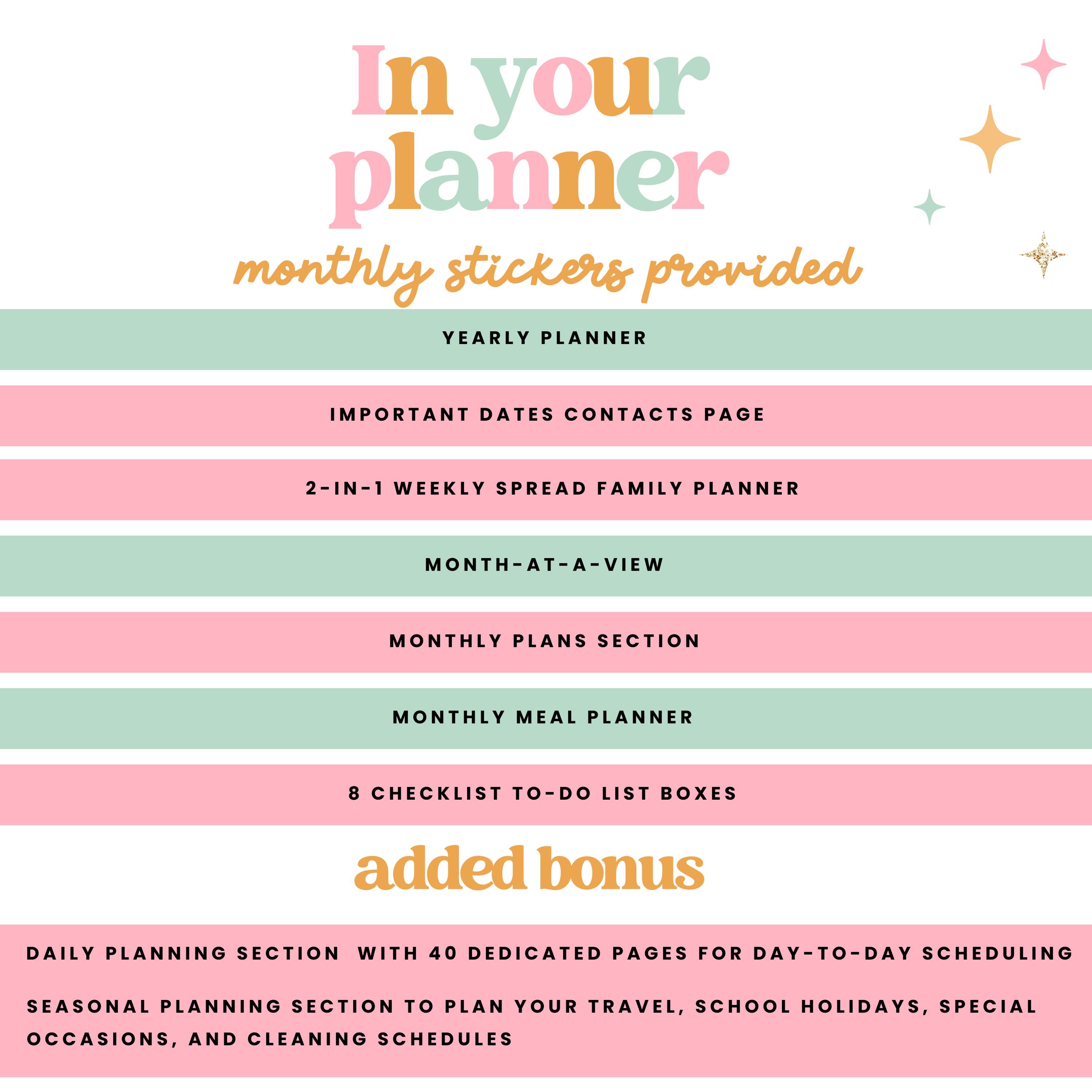 Personalized Mum Planner: Undated Weekly Family Organizer, Gold Wire-o ...