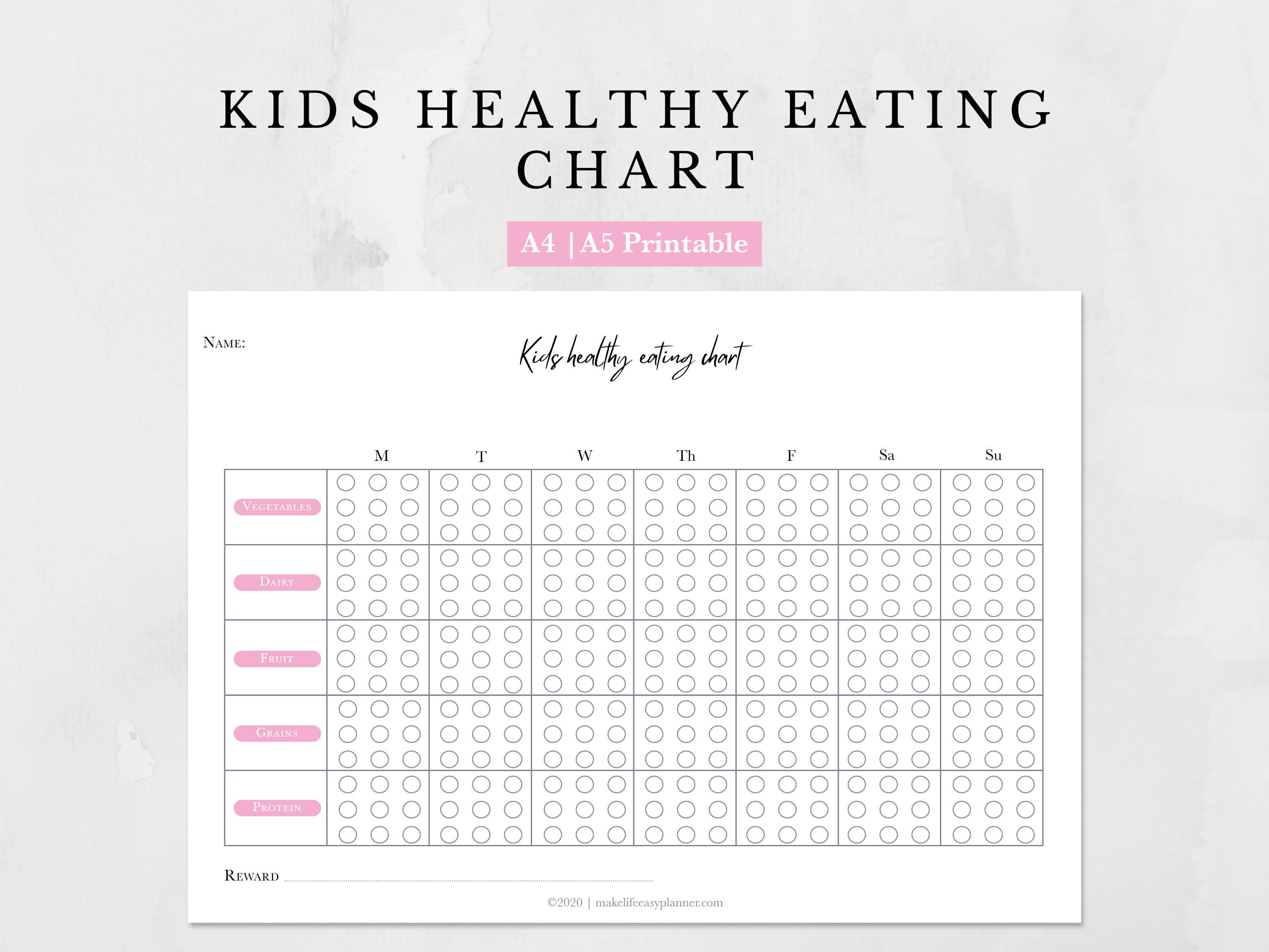 Kids Healthy Eating Chart A4 A5 Printable Healthy Eating Chart Food ...