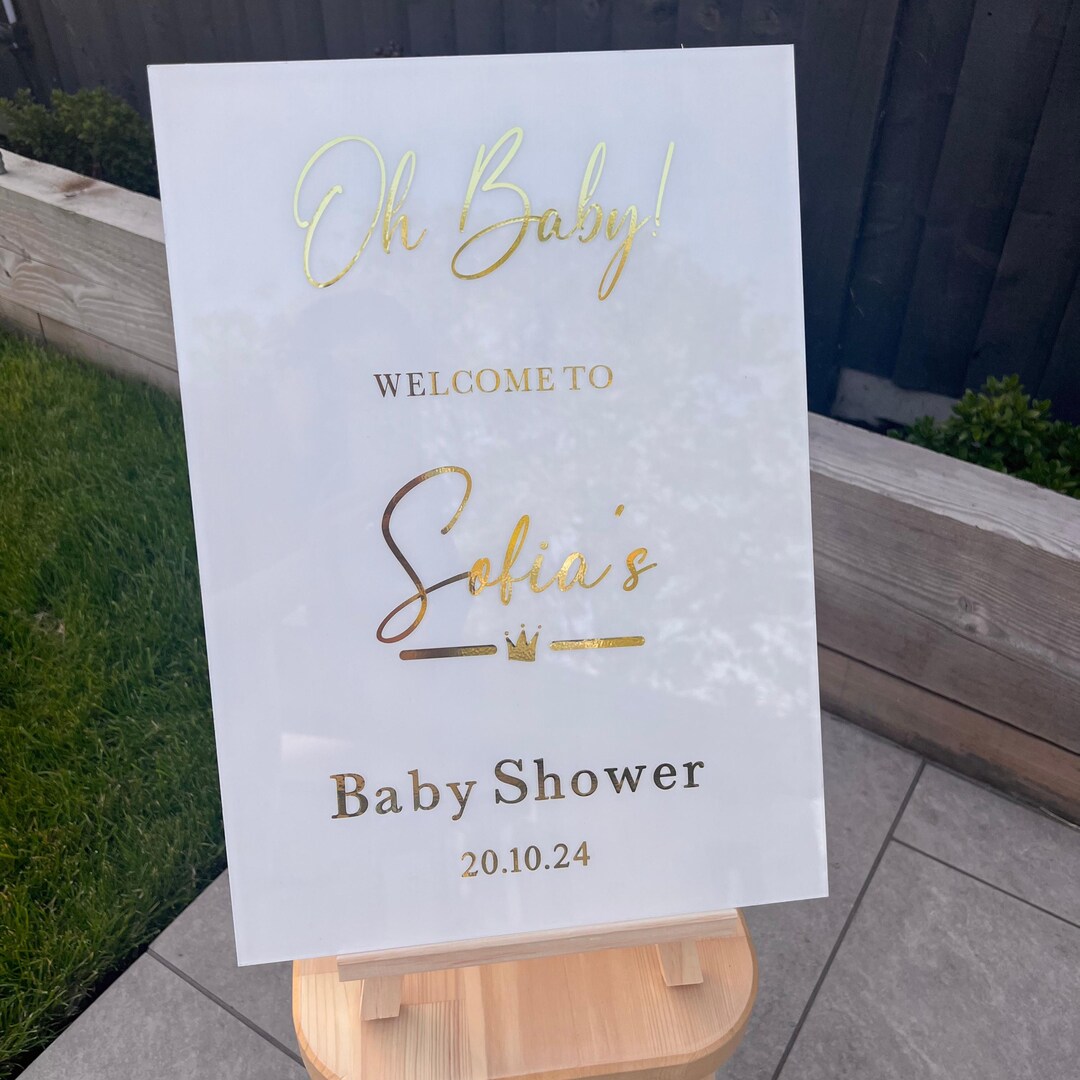 Baby Shower Personalised Acrylic A4/A3 Welcome Sign Babyshower Sign ...