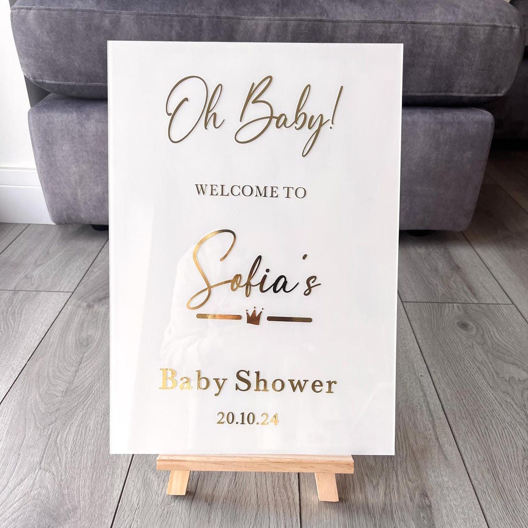 Baby Shower Personalised Acrylic A4/A3 | Welcome Sign | Babyshower Sign ...