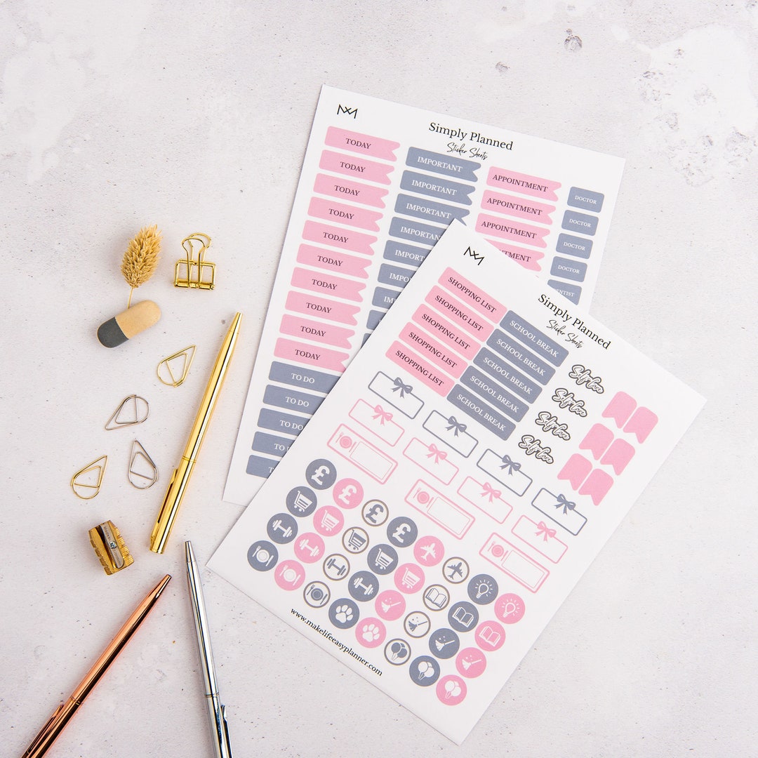 Family Stickers | Pink & Grey Planner Stickers | Organising Stickers ...