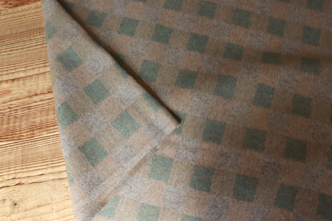 Wool Fabric Checkerboard Pattern 510 G/m2 Green for Coats, Jackets ...