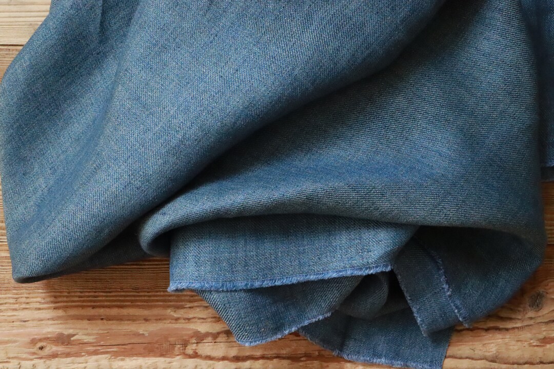Linen Twill Blue Stonewashed 230 G/m2/ Linen Fabric Oeko Tex 100 for ...