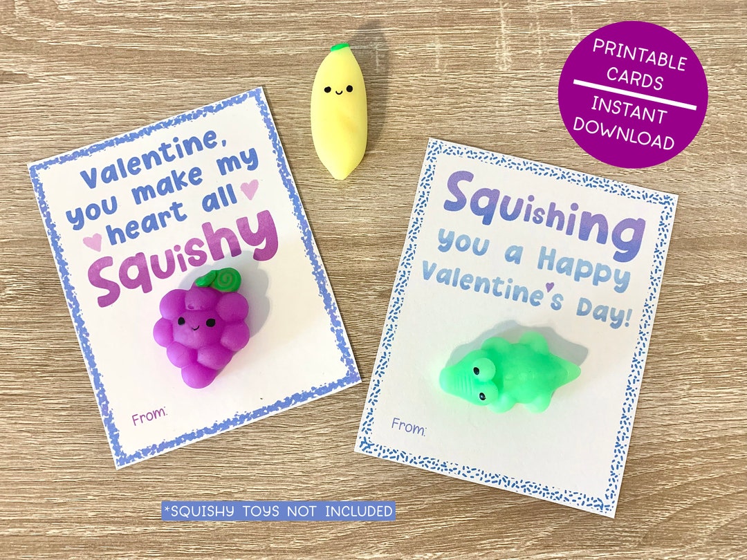 Printable Squishy Valentine, School Valentine's Day Cards for Friends ...