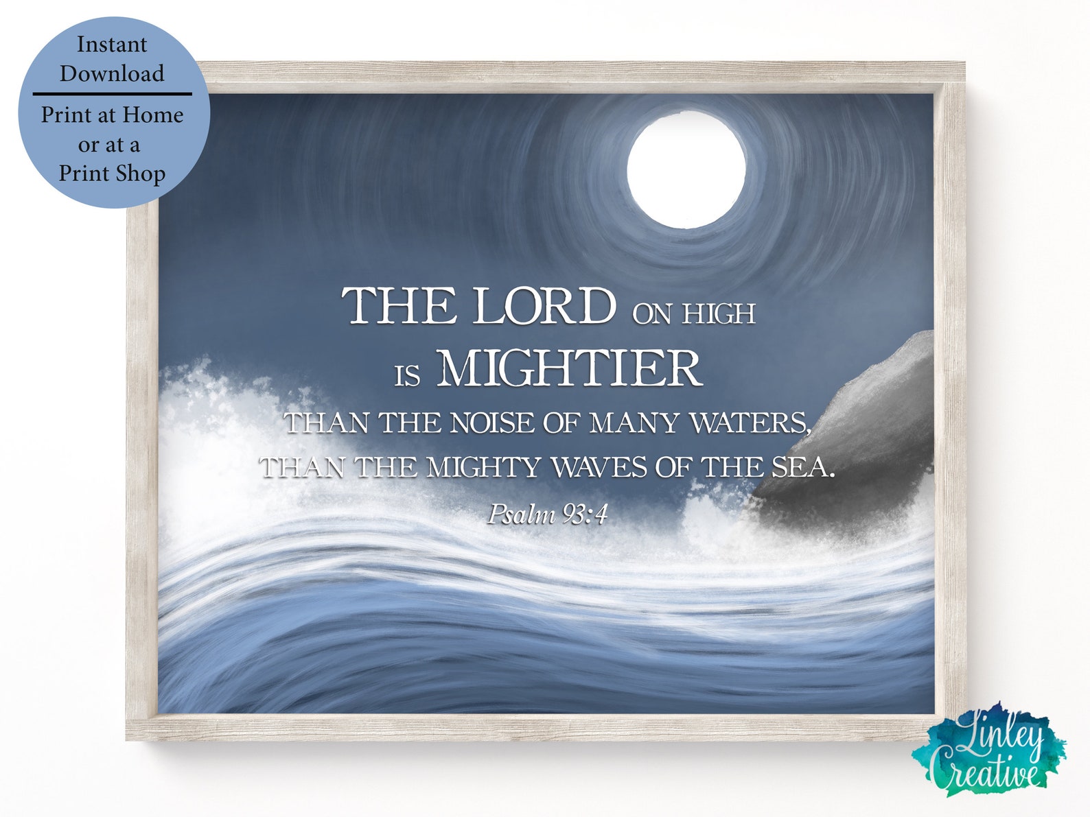 Printable Art Psalm 93:4 Lord is Mightier, Size A2, A3, A4, 11x14 ...