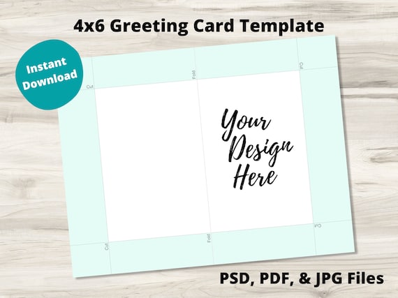 4x6 Greeting Card Template PSD PDF & Jpg Files Design Your - Etsy