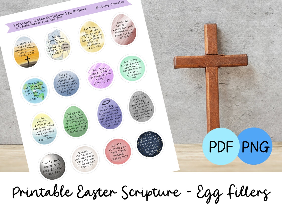 Printable Easter Scripture Verses and Egg Fillers for Hunt, PDF + PNG ...