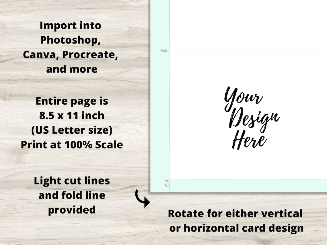 5x7 (A7) Greeting Card Template PSD, PDF, & Jpg Files, Design Your Own ...