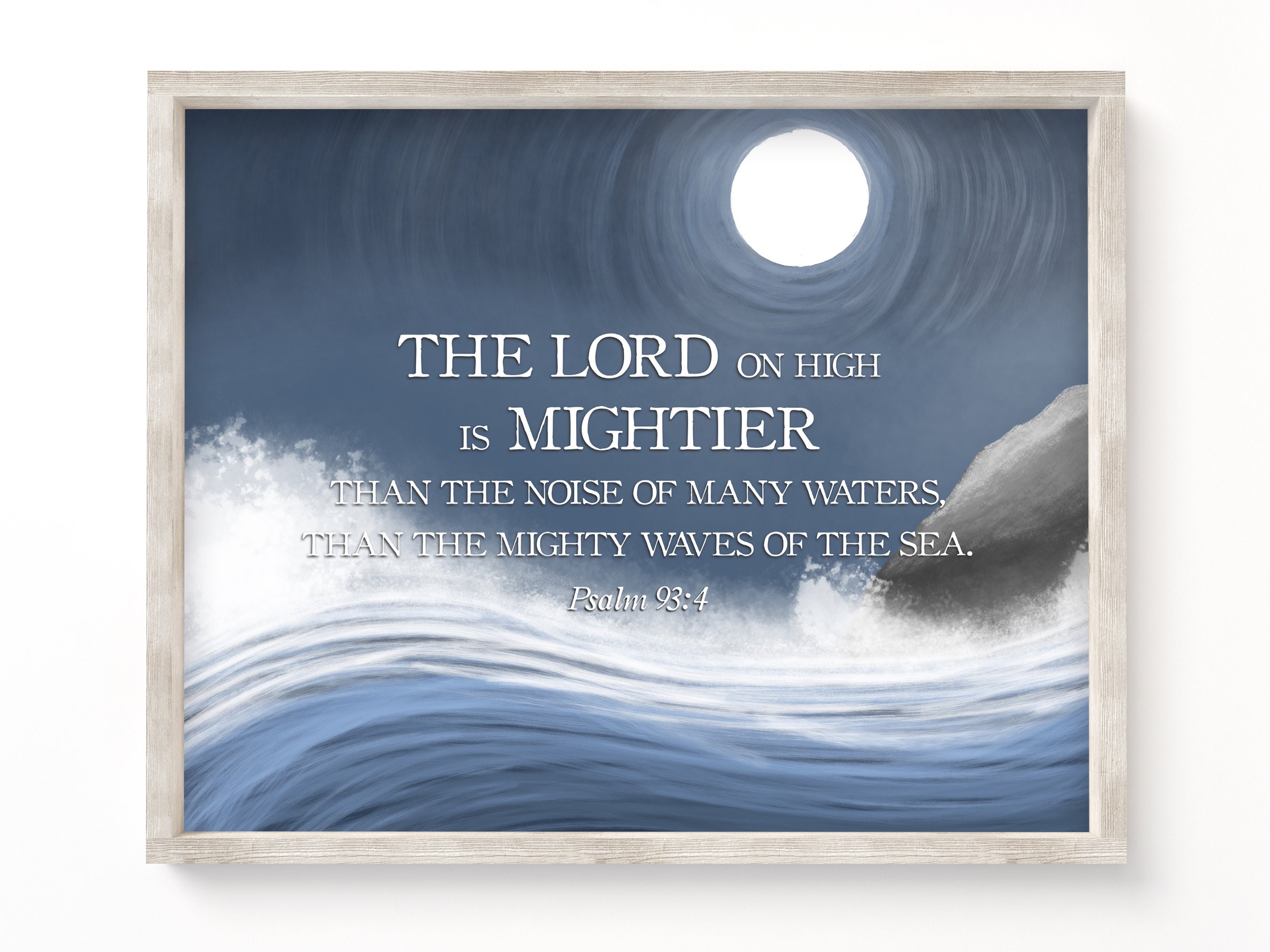 Printable Art Psalm 93:4 Lord is Mightier, Size A2, A3, A4, 11x14, 16x20, 8x10, Waves Sea Art ...