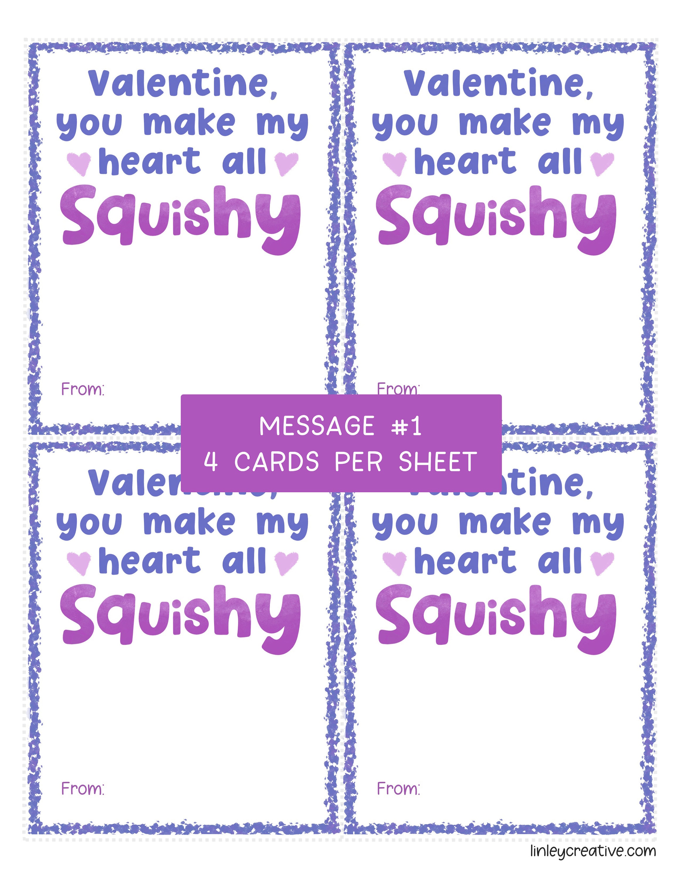 Printable Squishy Valentine, School Valentine's Day Cards for Friends ...