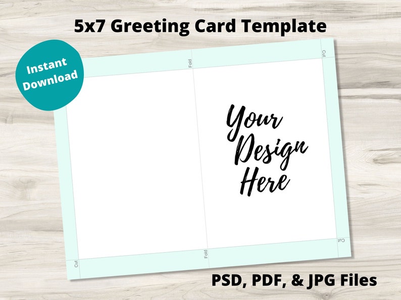 5x7 (A7) Greeting Card Template PSD, PDF, & Jpg Files, Design Your Own ...