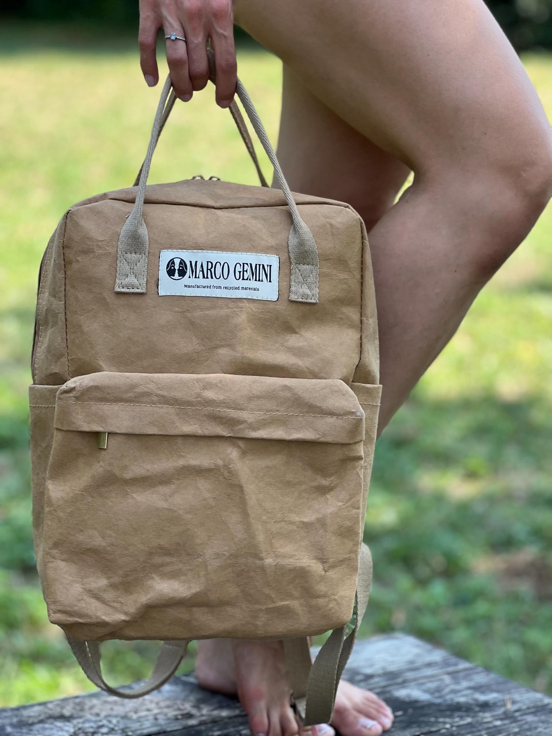 MARCO GEMINI Sustainable Paper Rucksack, Brown Backpack, Recycled Backpack, Eco Friendly ...