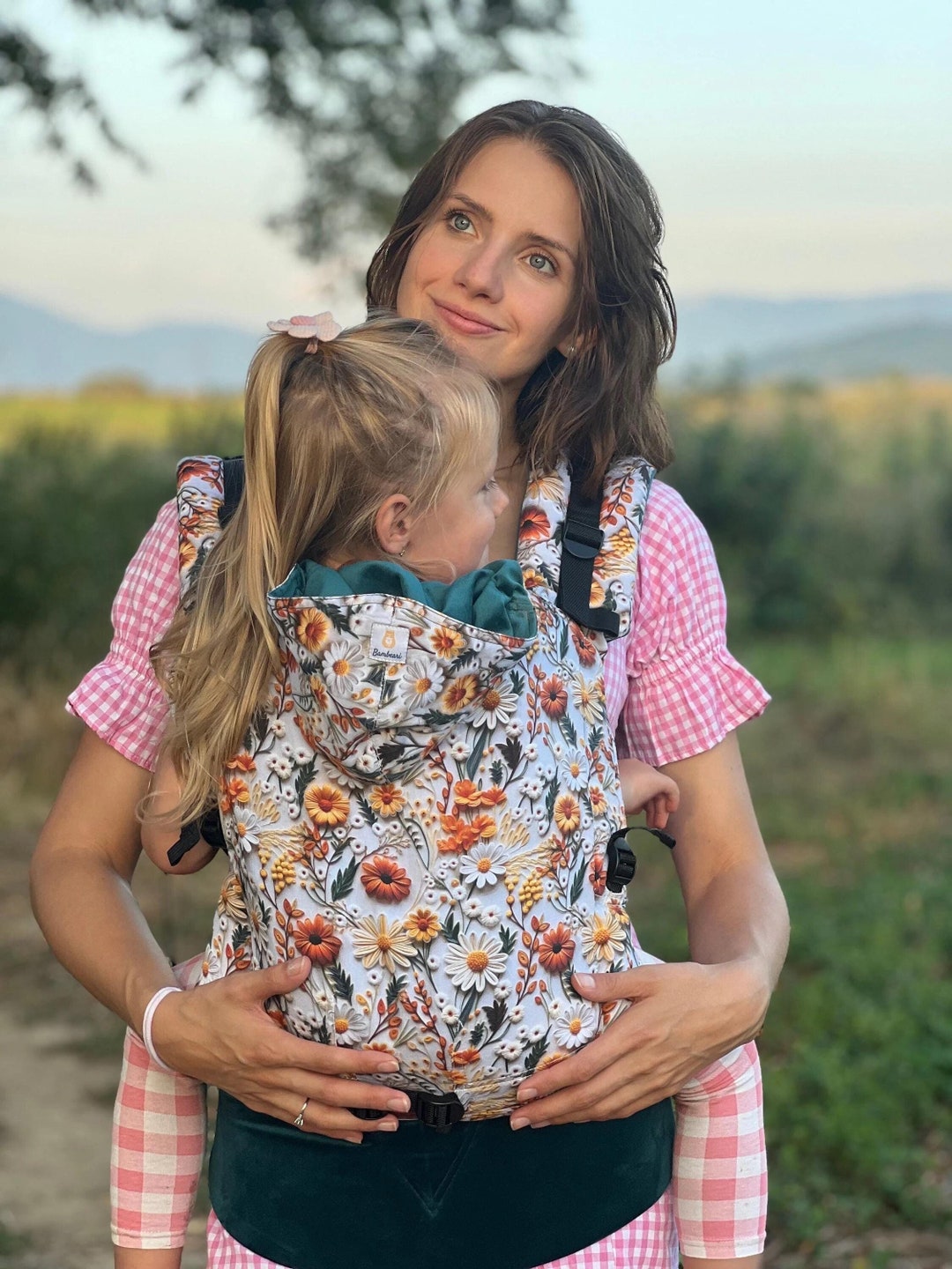 Floral Print Cotton Ergonomic Baby Carrier: Adjustable Toddler Carrier ...