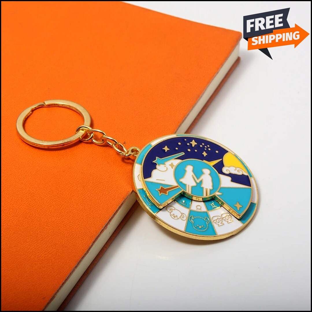 Zodiac Constellation Keychain DIY Rotating 12 Sign Metal - Etsy