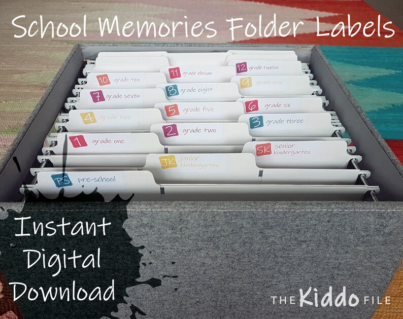 School Years Folder Labels for Milestone Tote Filing Kids Keepsakes and ...