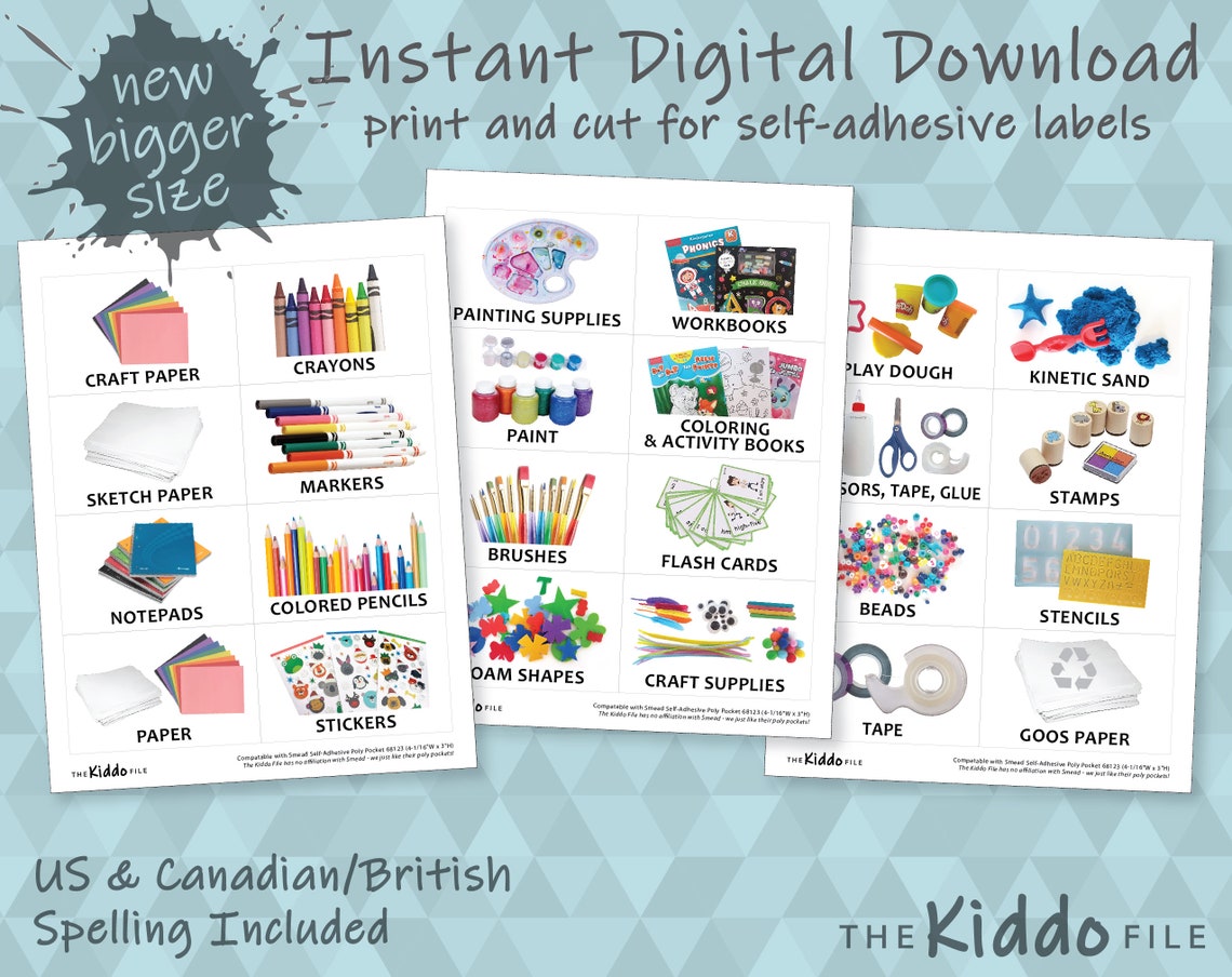Printable Kids Arts & Crafts Labels for Organizing Digital - Etsy
