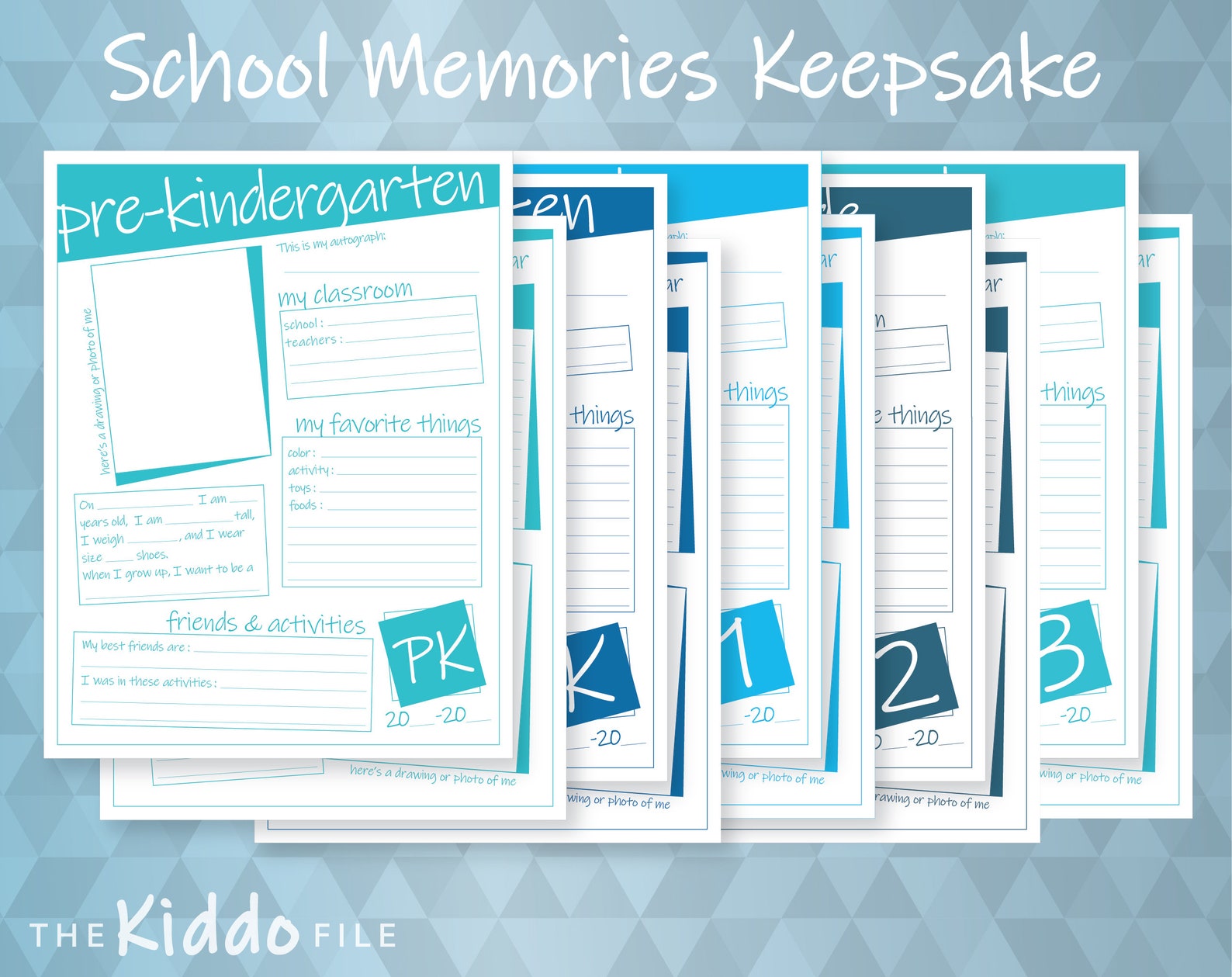 School Memory Box Printable Keepsake File Folder Insert Pages | Etsy