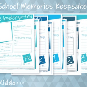 School Memory Box Printable Keepsake File Folder Insert Pages Memory ...