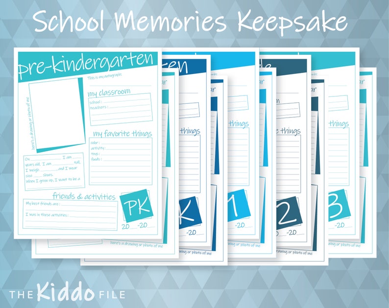 School Memory Box Printable Keepsake File Folder Insert Pages | Etsy