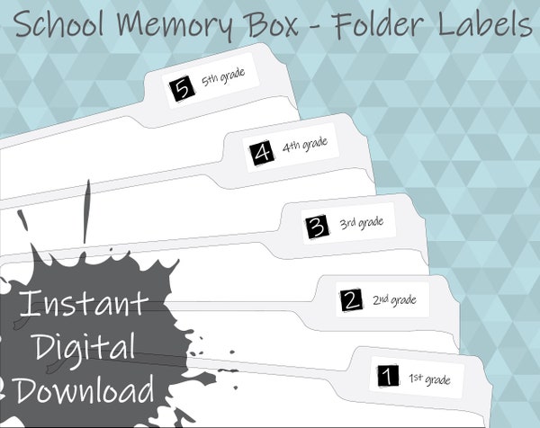 US Printable Kids Yearly School Memory Page School File Box Insert ...