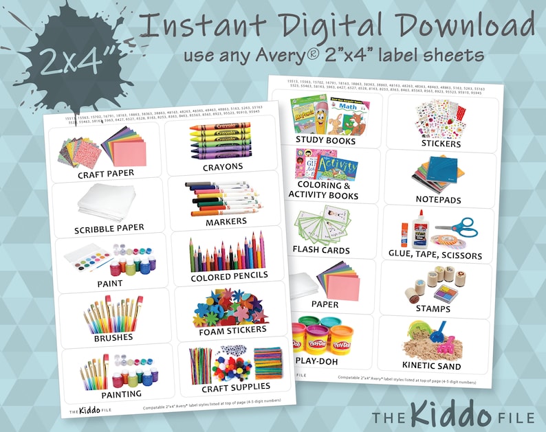 Printable Kids Arts & Crafts Labels for Organizing Digital | Etsy
