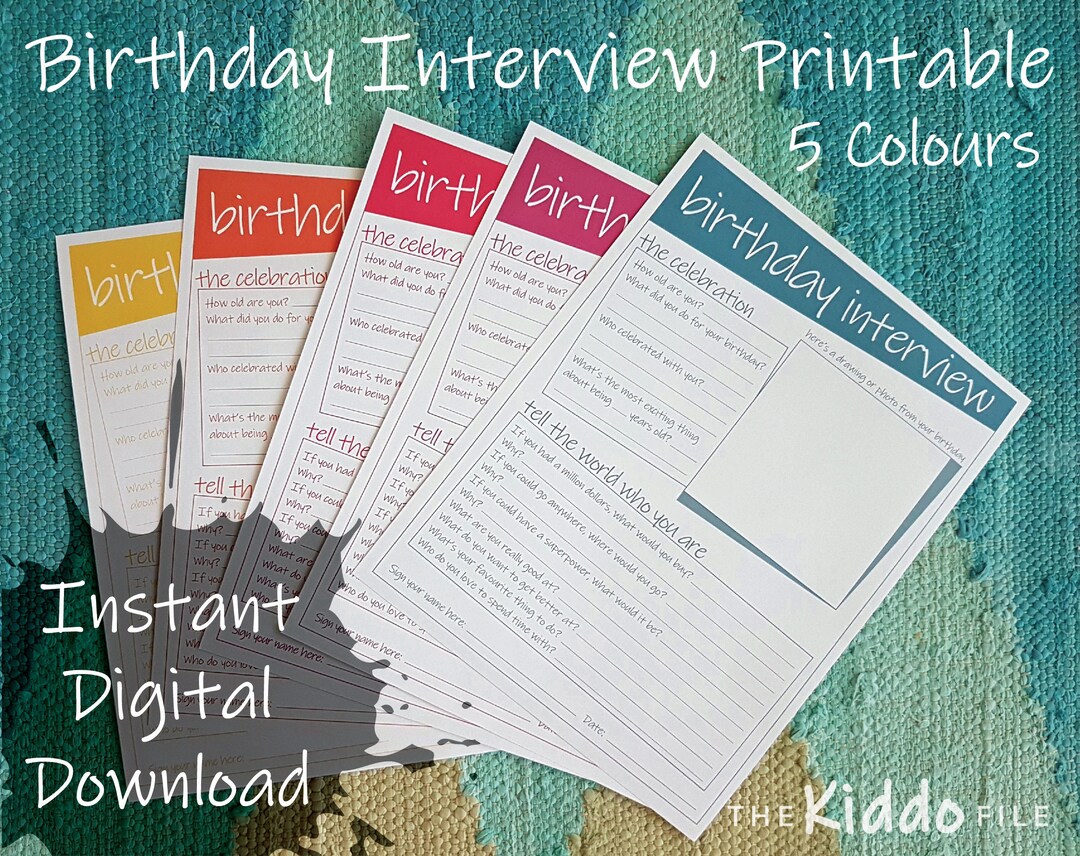 Birthday Interview Yearly Printable Keepsake Memory Album - Original - Etsy