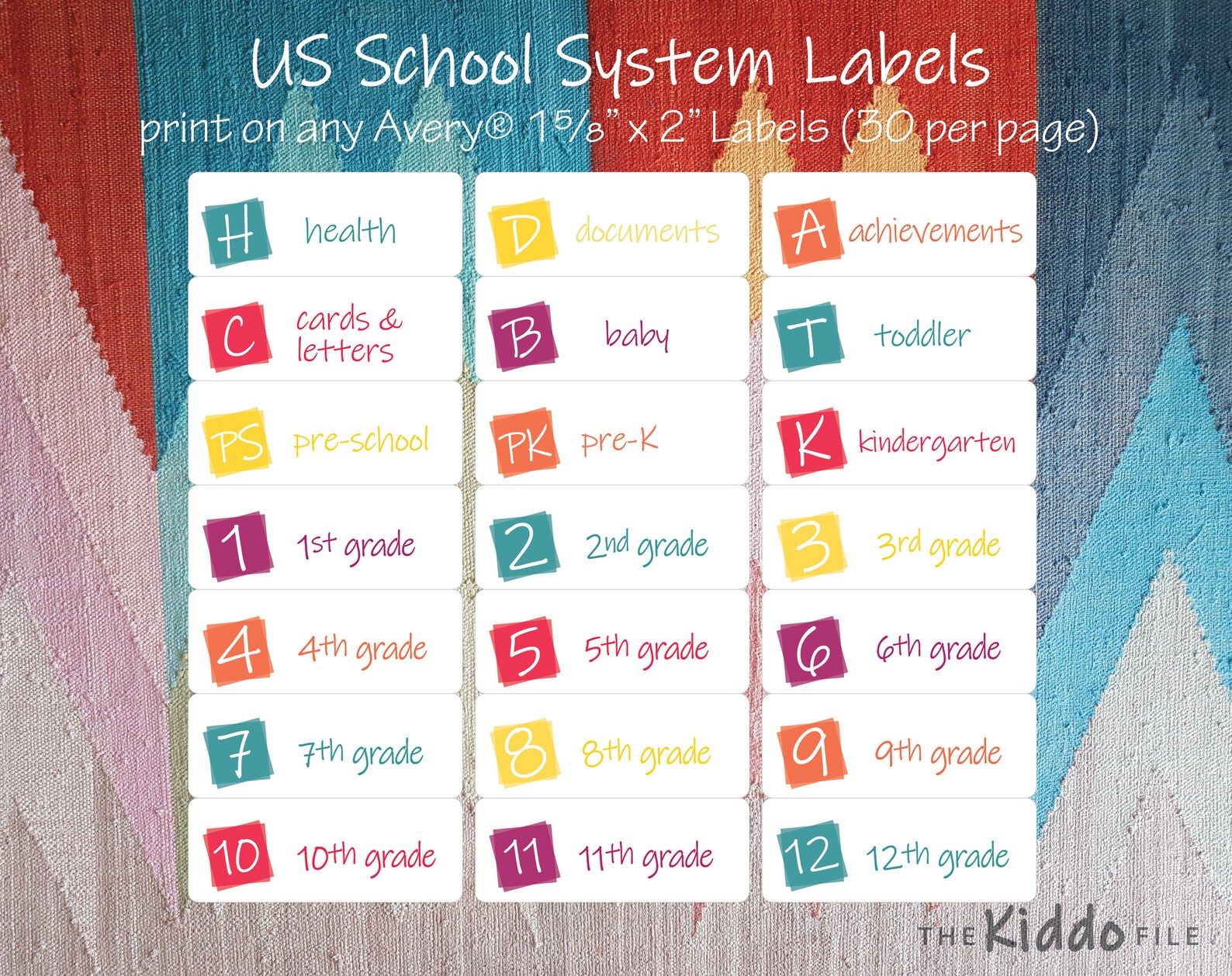 Milestone Tote School Years File Folder Labels for Kid's Keepsakes and ...