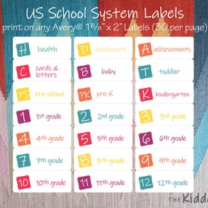 Milestone Tote School Years File Folder Labels for Kid's Keepsakes and ...