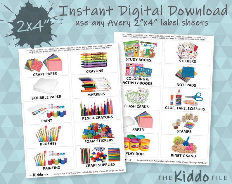 Printable Kids Arts & Crafts Labels for Organizing Digital | Etsy