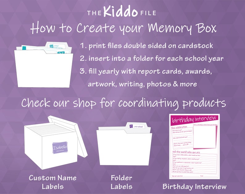 Yearly School Memories Printable Keepsake File Folder Insert - Etsy