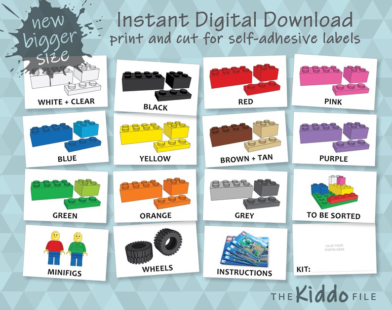 Building Brick Labels to Sort, Organize and Store Set of 20 Labels With ...