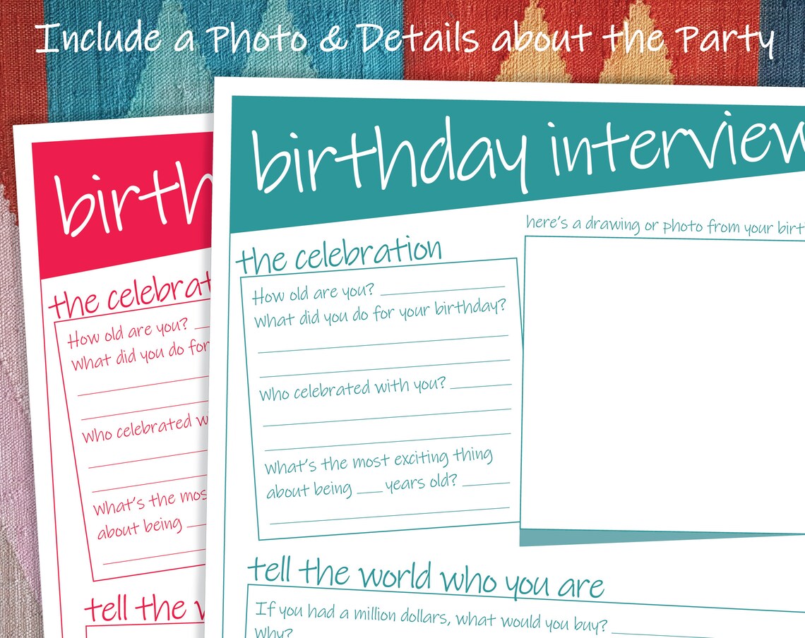 Printable Kids Birthday Interview | Kid's Who Am I Keepsake ...