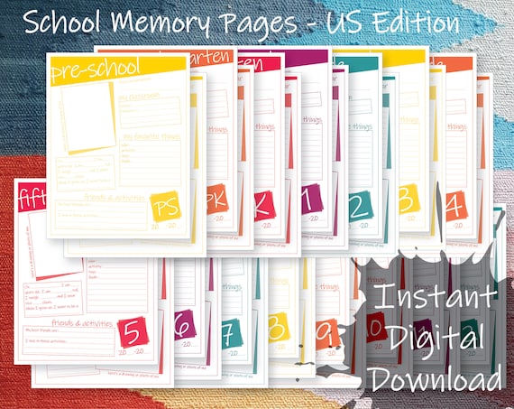 School Memory Box Printable Keepsake Milestone Tote File - Etsy
