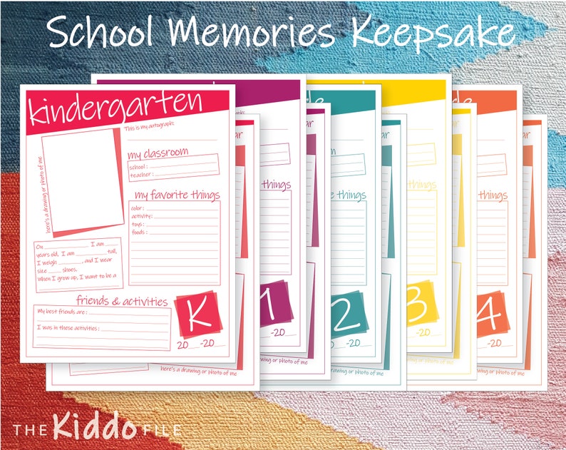 School Memory Box Printable Keepsake Milestone Tote File Folder Insert ...