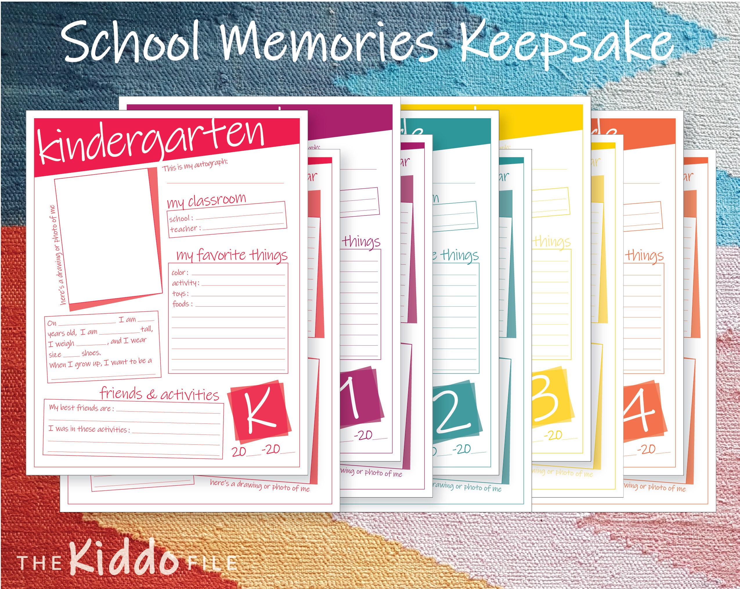 School Memory Box Printable Keepsake Milestone Tote File Folder Insert ...