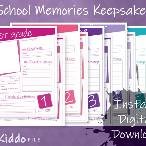 US Printable Kids Yearly School Memory Page School File Box - Etsy