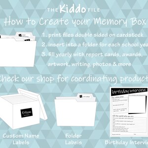 Yearly School Memories Printable Keepsake File Folder Insert Pages ...