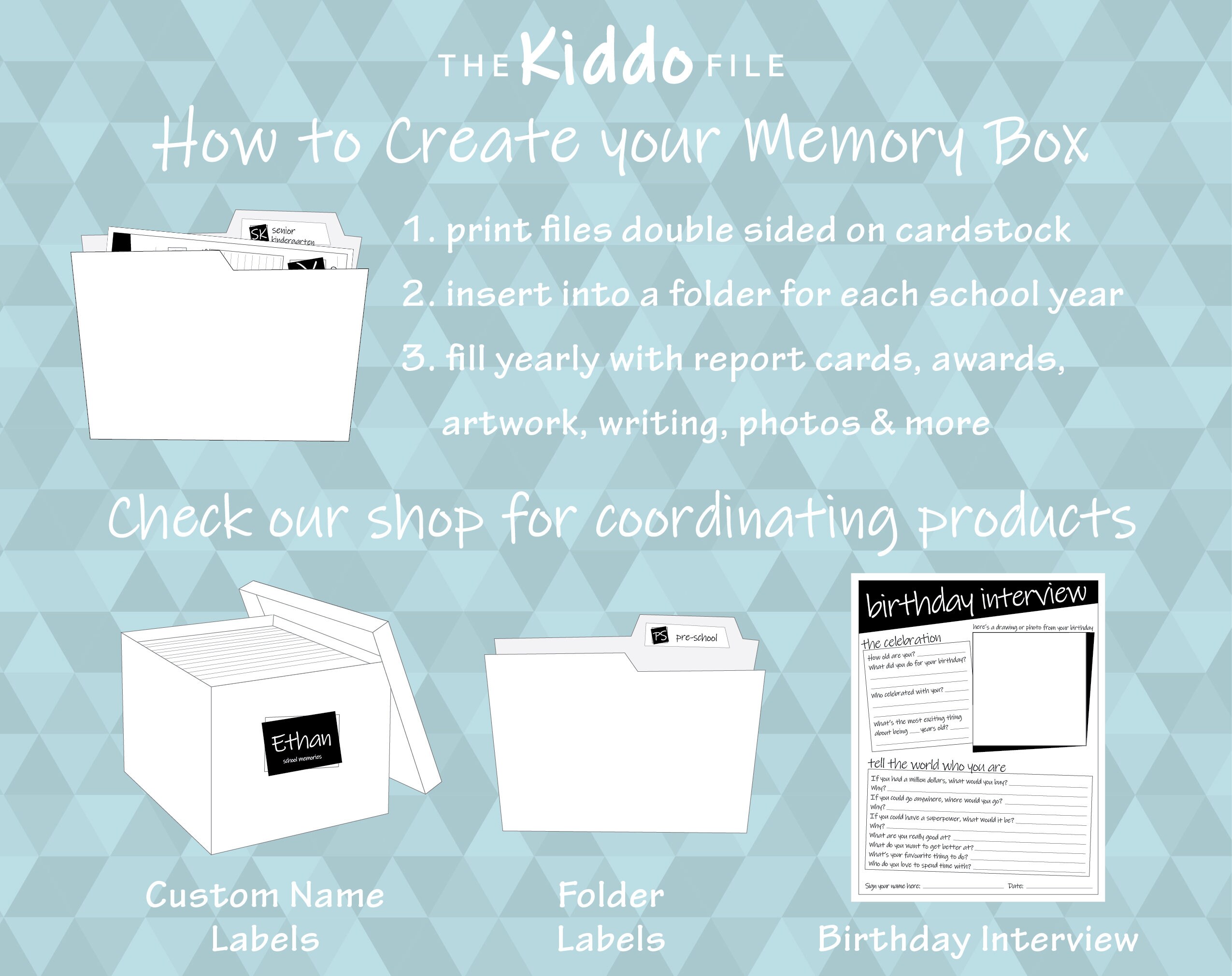Yearly School Memories Printable Keepsake File Folder Insert Pages ...