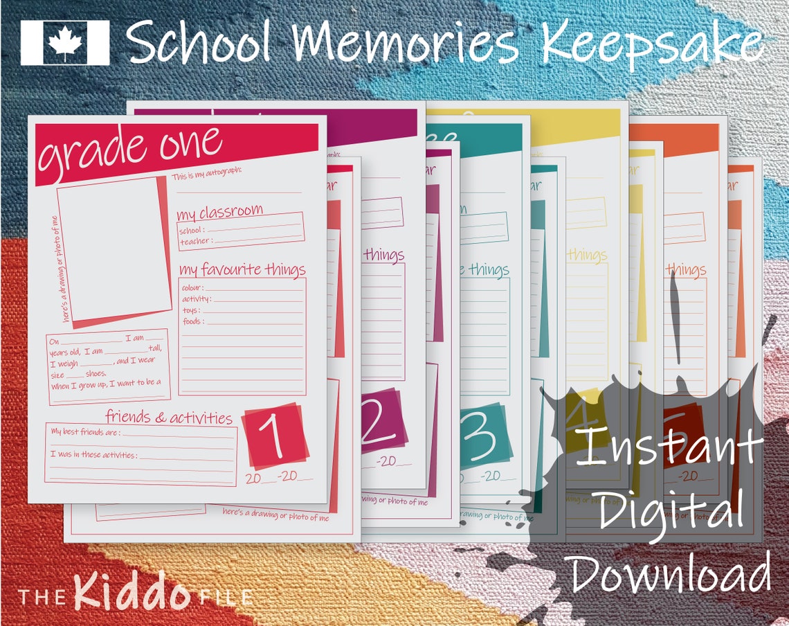 Kids Keepsake Box Canadian Printable School Memory File Folder - Etsy